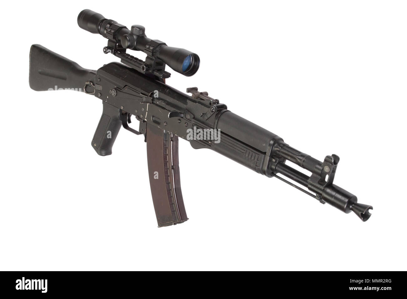 modern assault kalashnikov rifle on white Stock Photo - Alamy