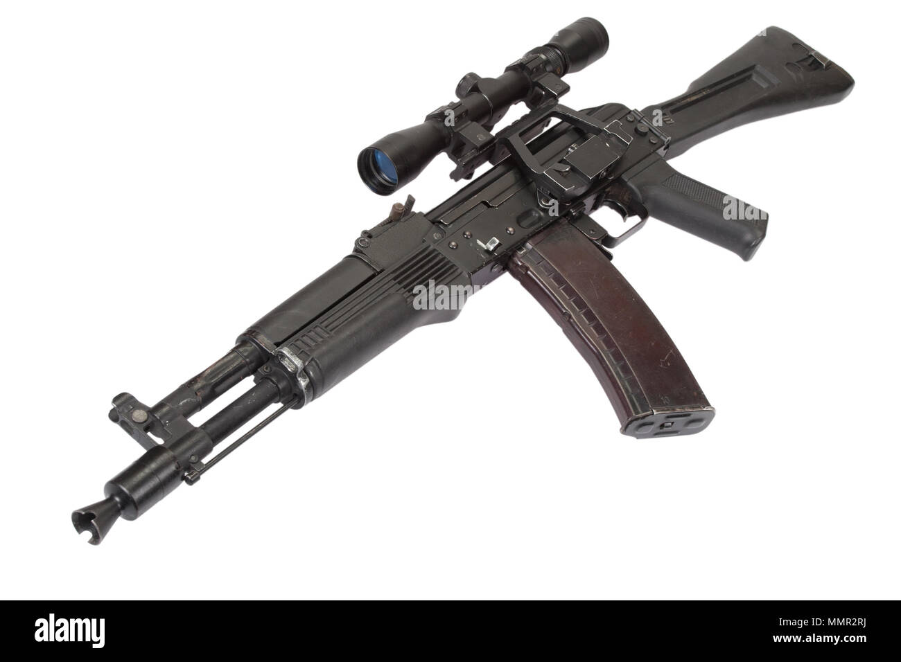 modern assault kalashnikov rifle on white Stock Photo - Alamy