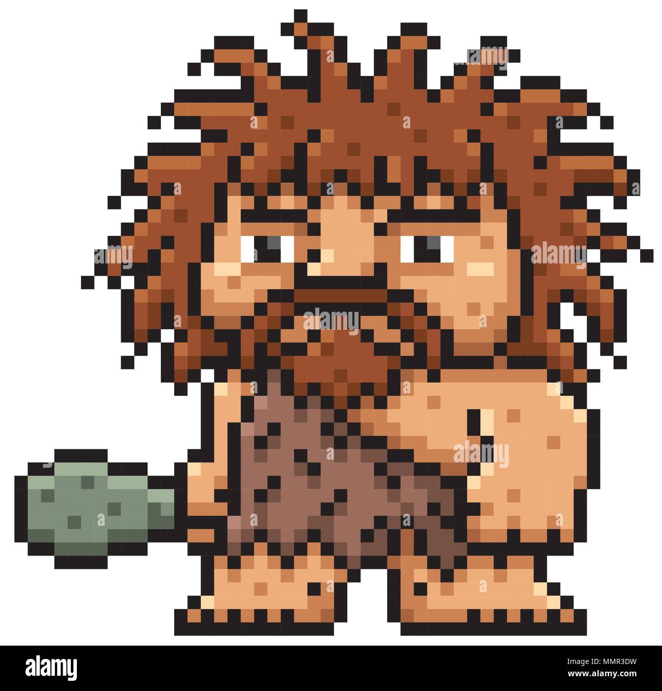 Vector illustration of Cartoon Caveman - Pixel design Stock Vector ...