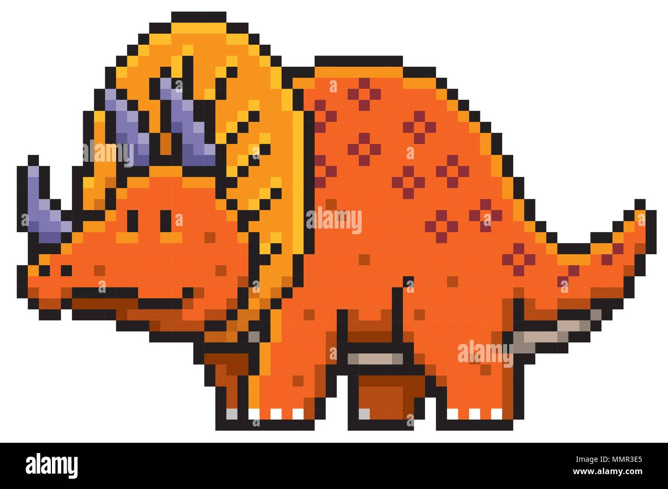 Vector illustration of Cartoon Dinosaur - Pixel design Stock Vector ...