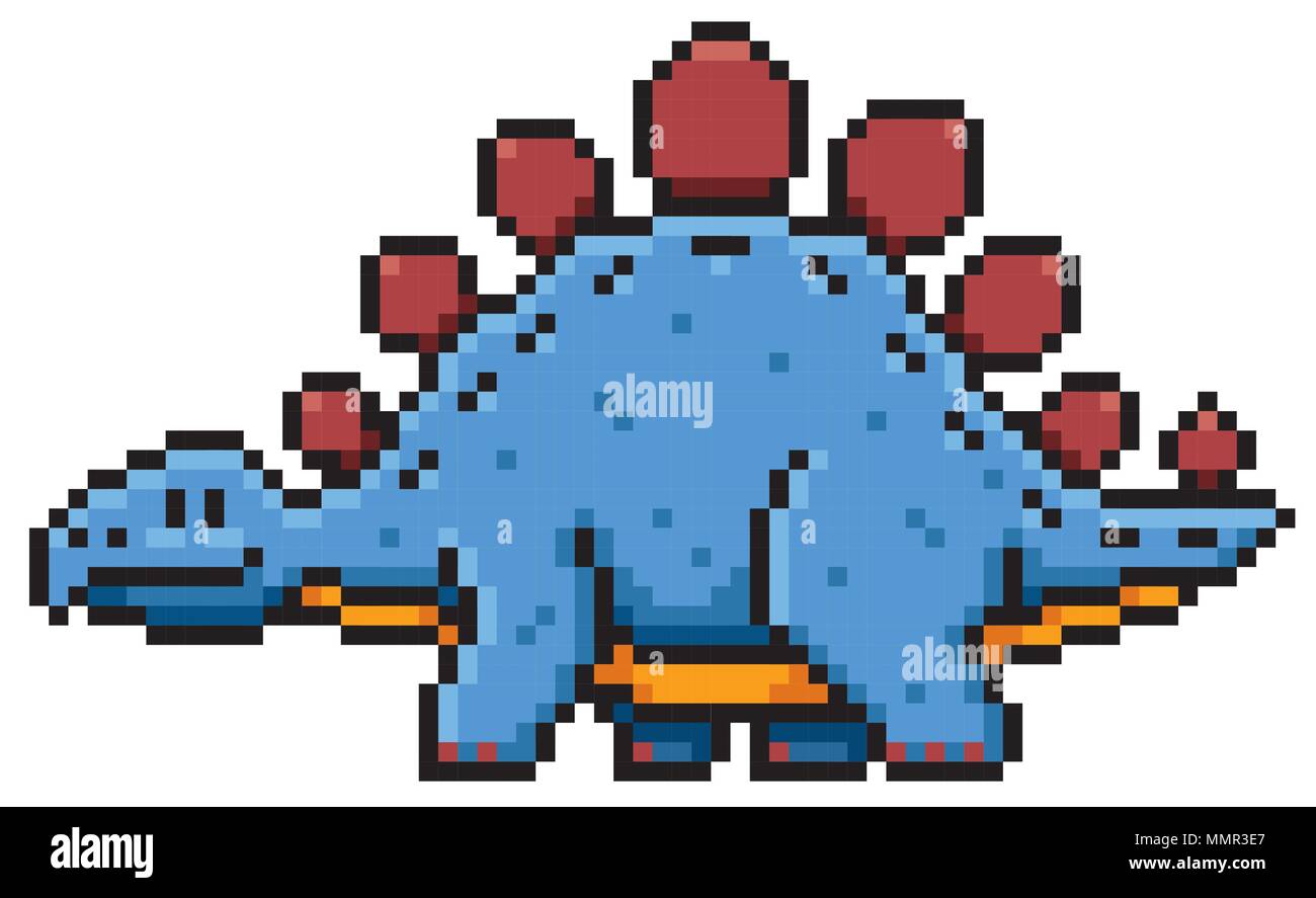 Vector illustration of Cartoon Dinosaur - Pixel design Stock Vector ...