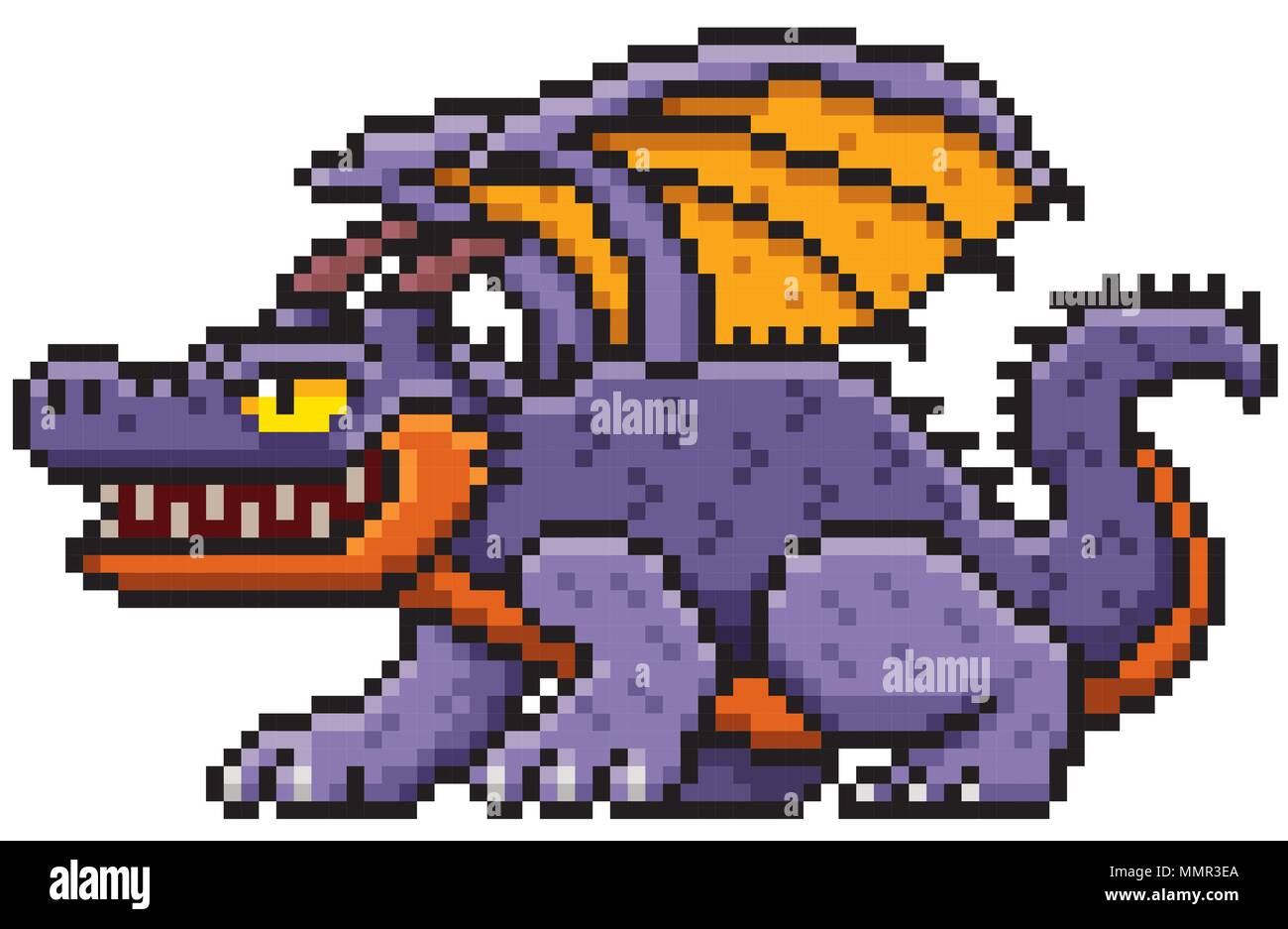 Vector illustration of Cartoon Dragon - Pixel design Stock Vector Image ...