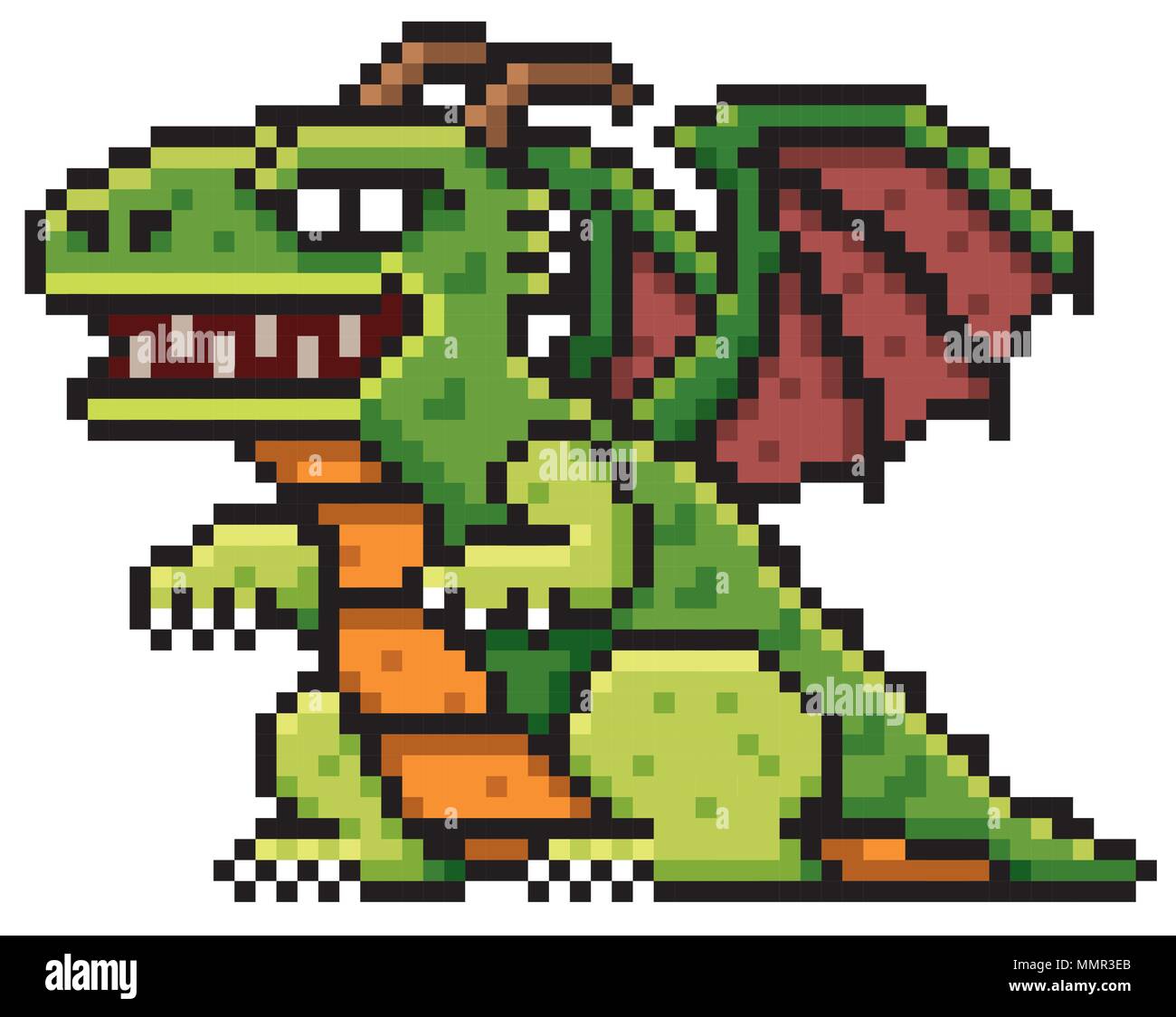 Vector illustration of Cartoon Dragon - Pixel design Stock Vector Image ...