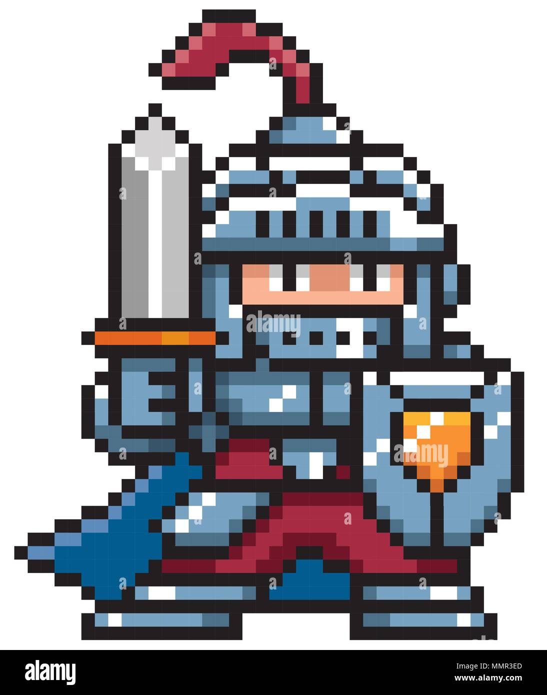 Vector illustration of Cartoon Knight - Pixel design Stock Vector Image ...