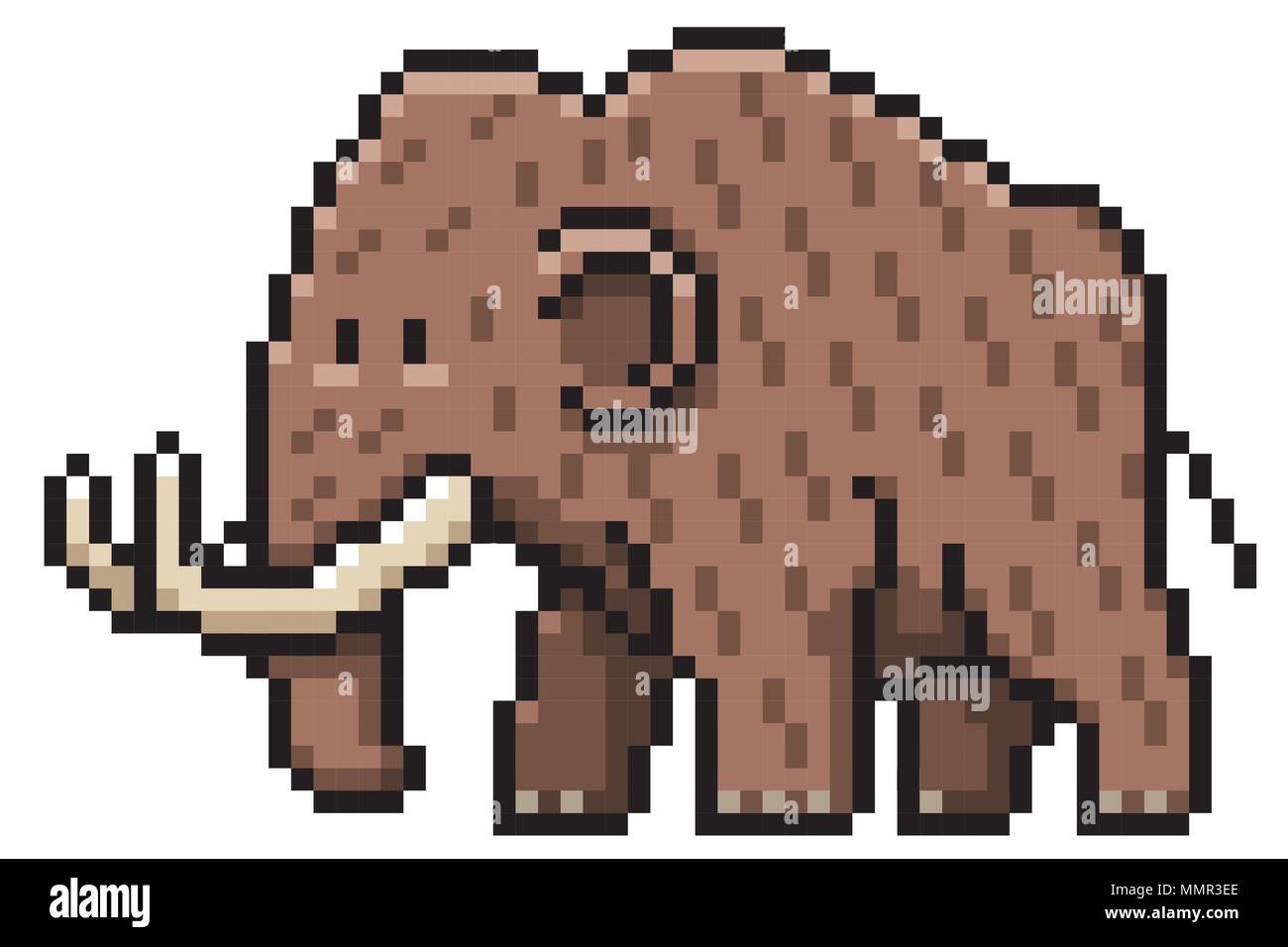 Vector illustration of Cartoon Mammoth - Pixel design Stock Vector ...
