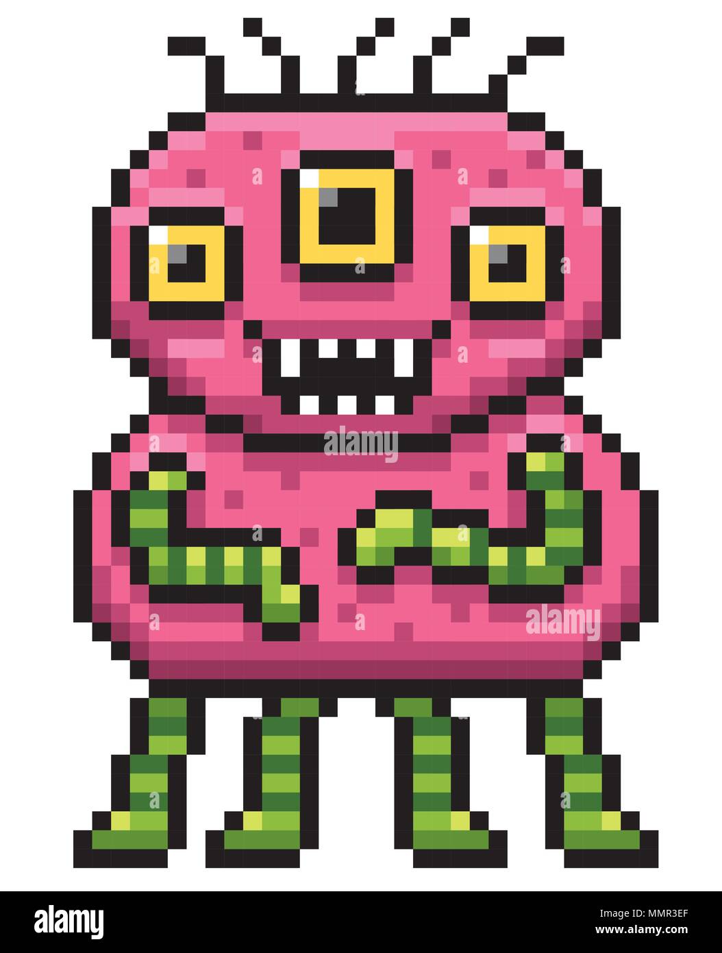 Vector illustration of Cartoon Monster - Pixel design Stock Vector ...