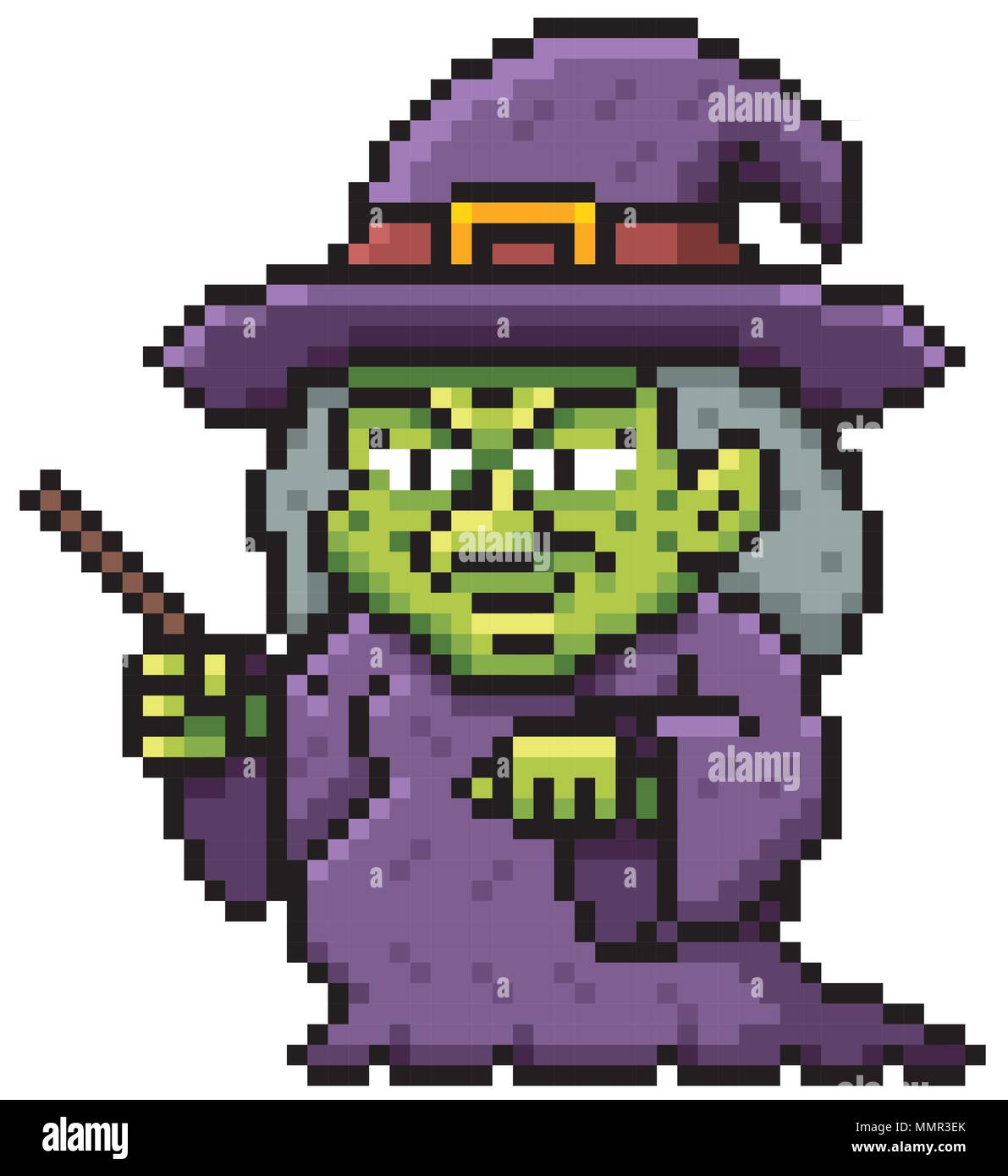 Vector illustration of Cartoon Witch - Pixel design Stock Vector Image ...