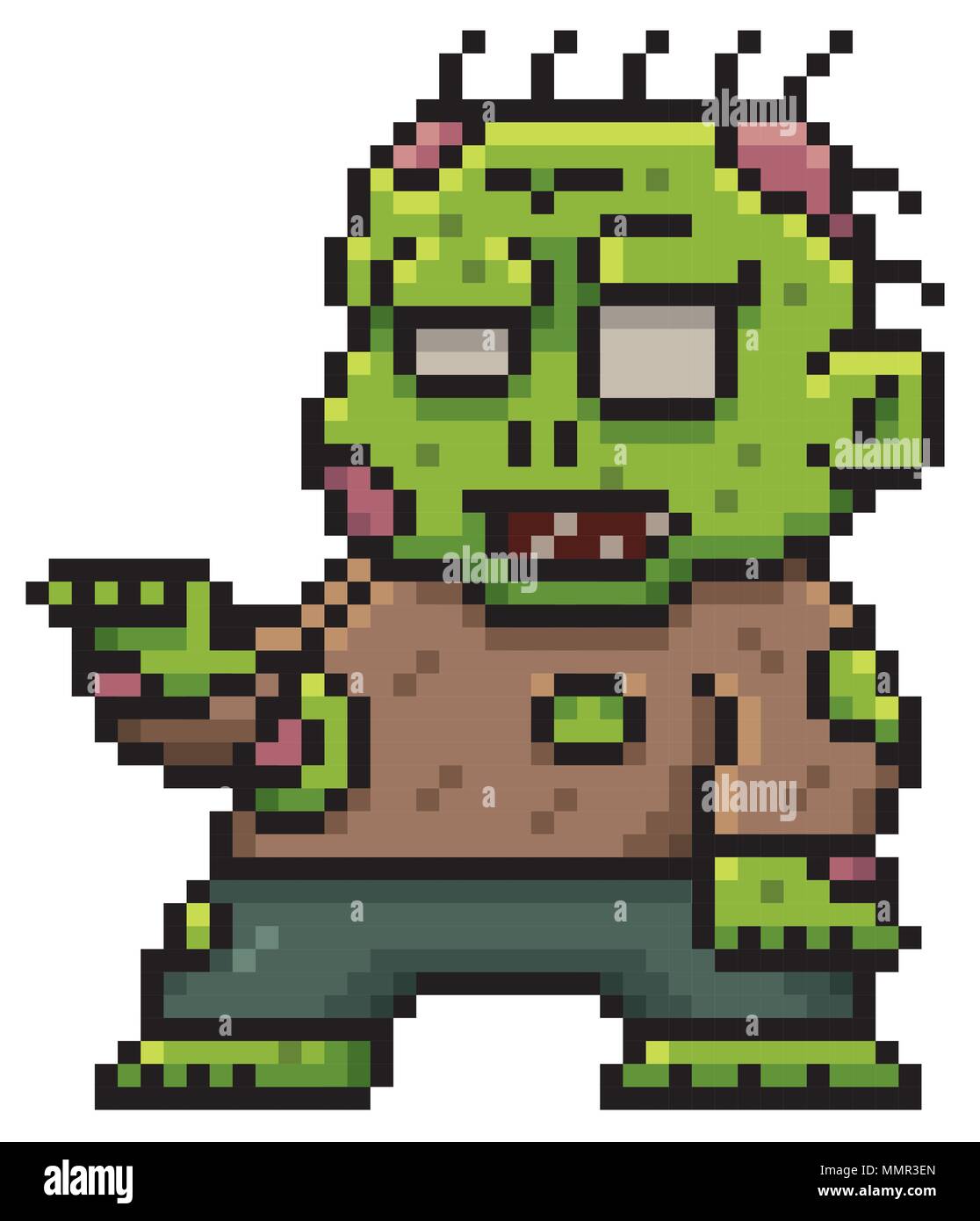 Vector illustration of Cartoon Zombie - Pixel design Stock Vector Image ...