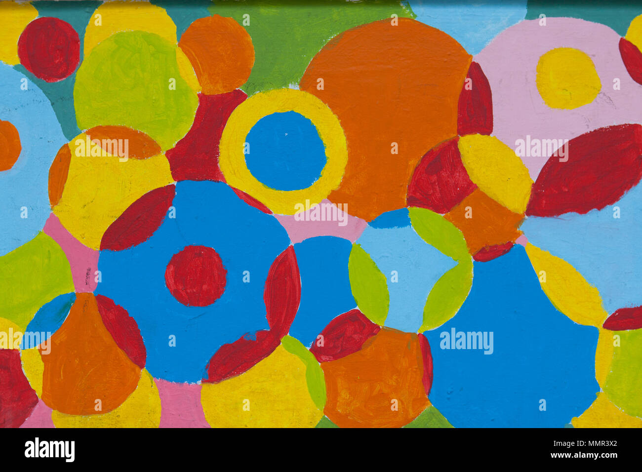 Colourful art painting of circle shape in different colourings on the ...