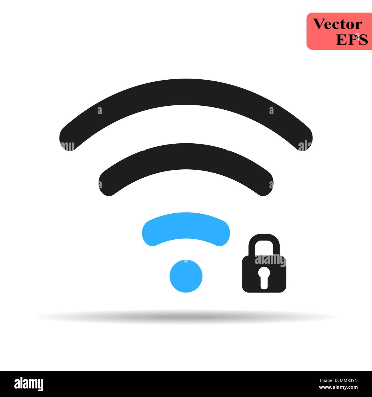 Black WI-FI Safety Lock - Vector Illustration - Isolated On White ...