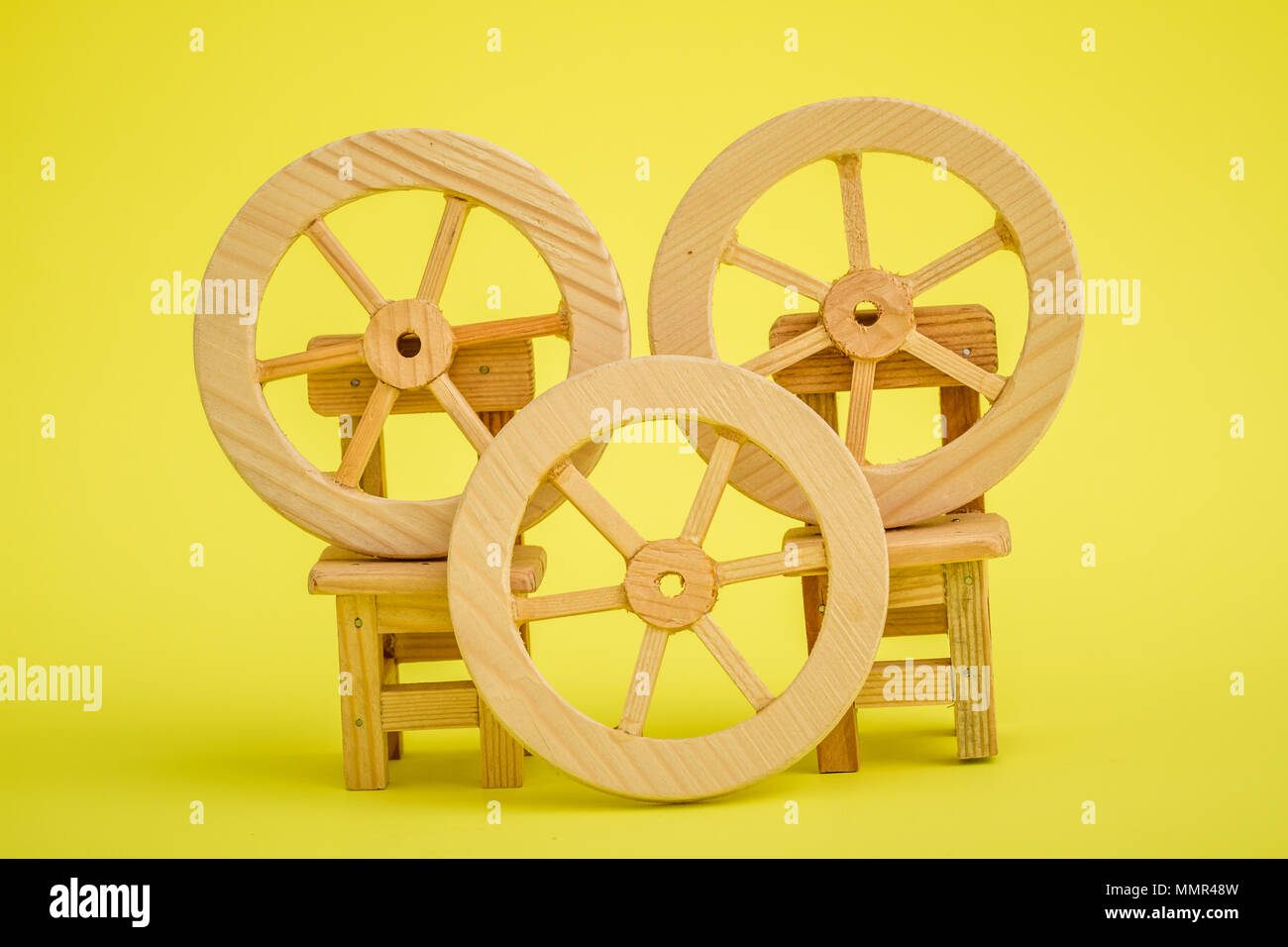 Handmade miniature wooden chair and table set Stock Photo - Alamy