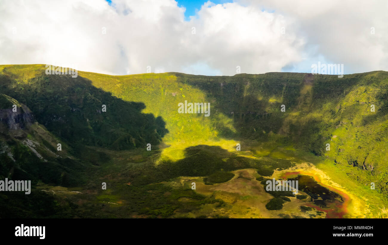 Aerial view to Caldeira do Faial at Faial island, Azores, Portugal ...