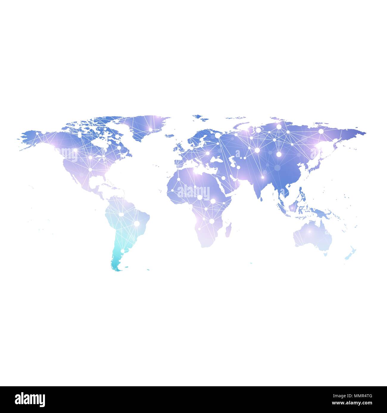 Vector template World map with global technology networking concept ...