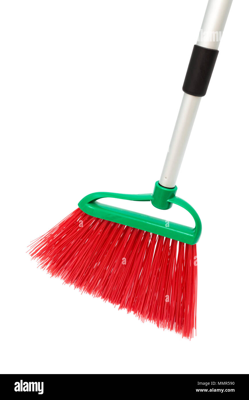 red and modern broom on white background Stock Photo - Alamy