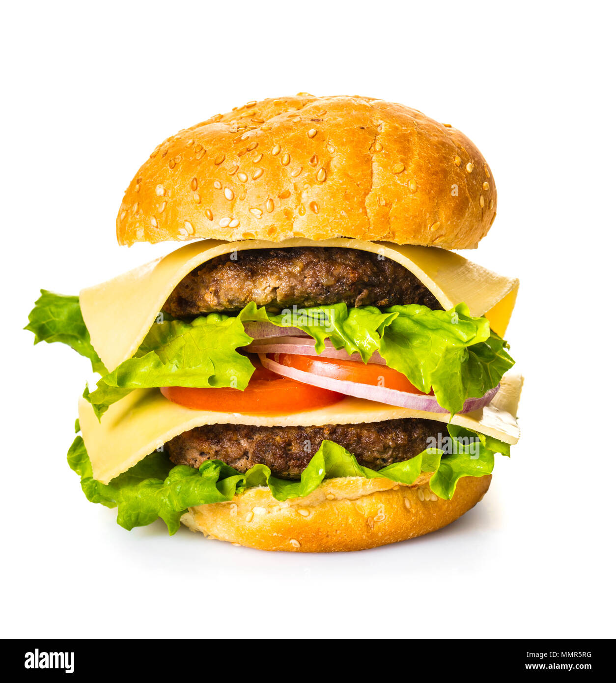 fast food, fresh burger on white isolated background Stock Photo - Alamy