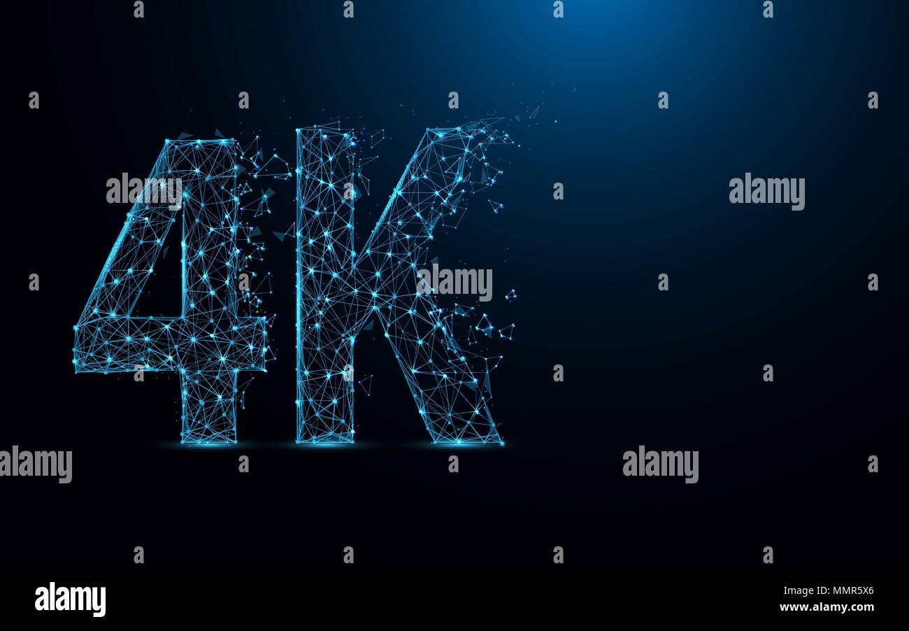 4K ultra HD icon form lines and triangles, point connecting network on ...