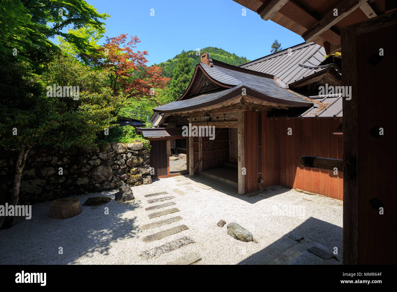 Small courtyard in traditional Japanese wooden building Stock Photo - Alamy