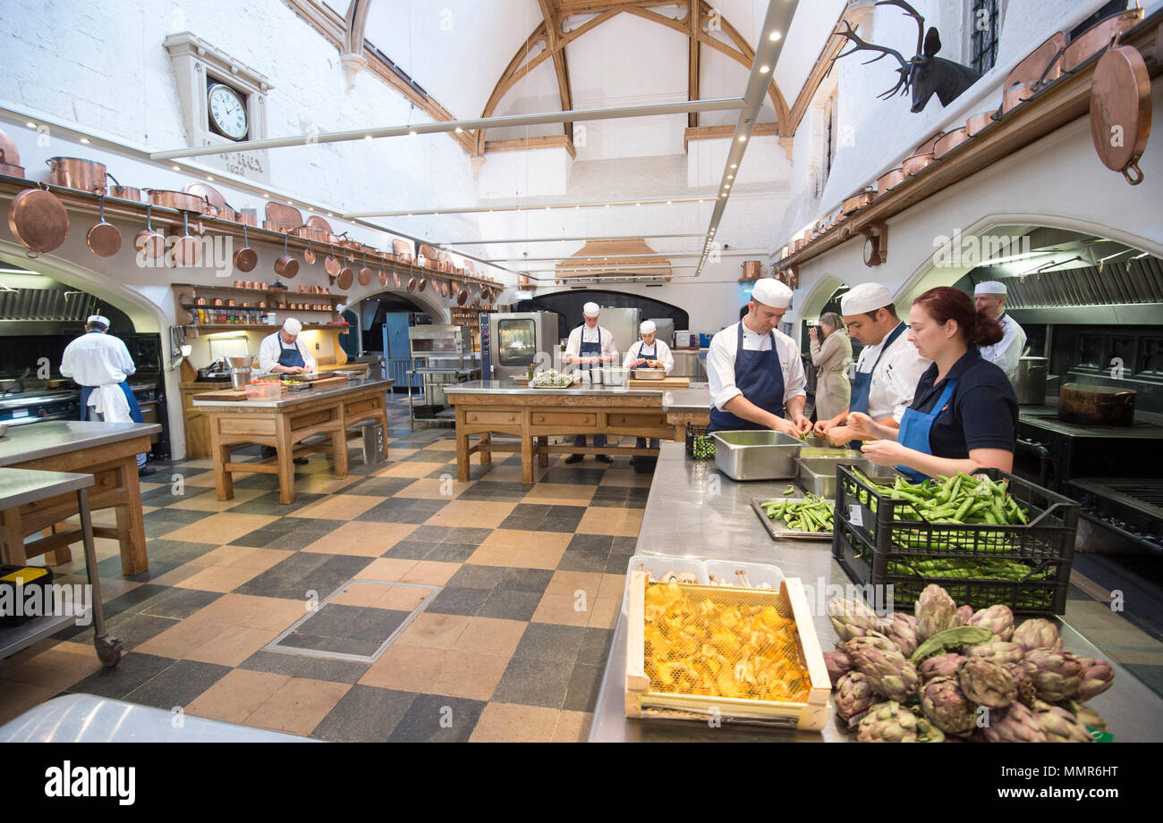 The royal kitchen at Windsor Castle where preparations are underway for ...