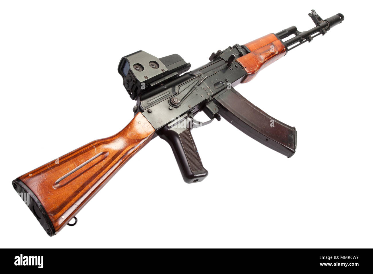 Kalashnikov AK assault rifle with optical sight on white Stock Photo ...