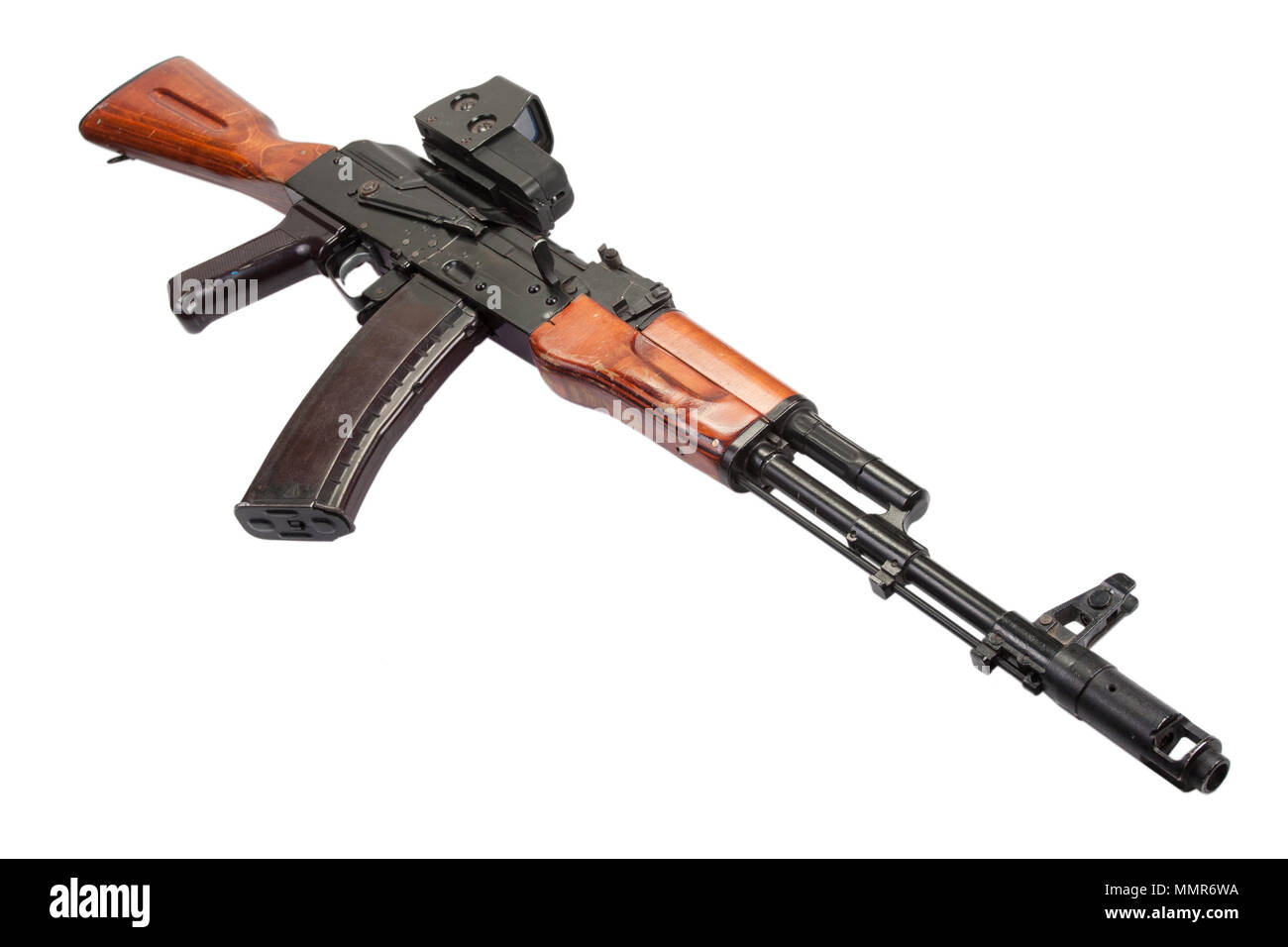 Kalashnikov AK assault rifle with optical sight on white Stock Photo ...