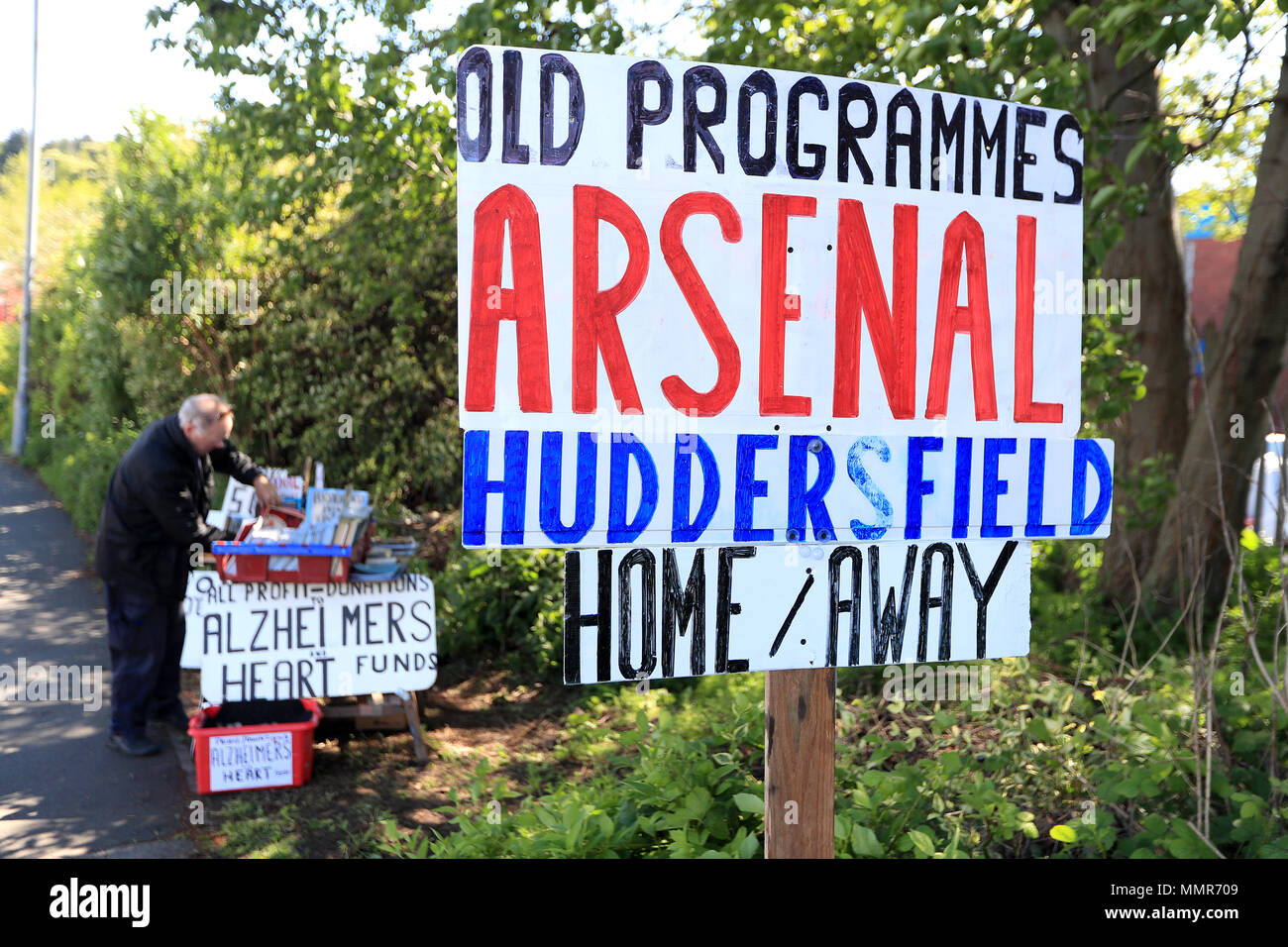 Old match day programmes on sale outside the ground before the Premier ...