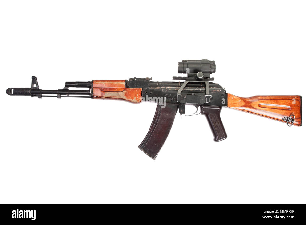 Kalashnikov AK assault rifle with optical sight on white Stock Photo ...