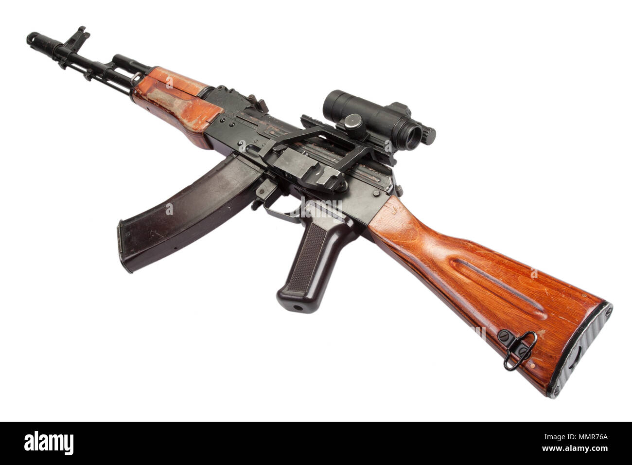 Kalashnikov AK assault rifle with optical sight on white Stock Photo ...
