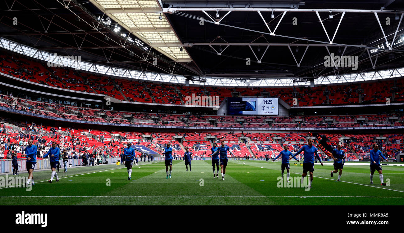 Tottenham Hotspur warm up before the Premier League match at Wembley ...