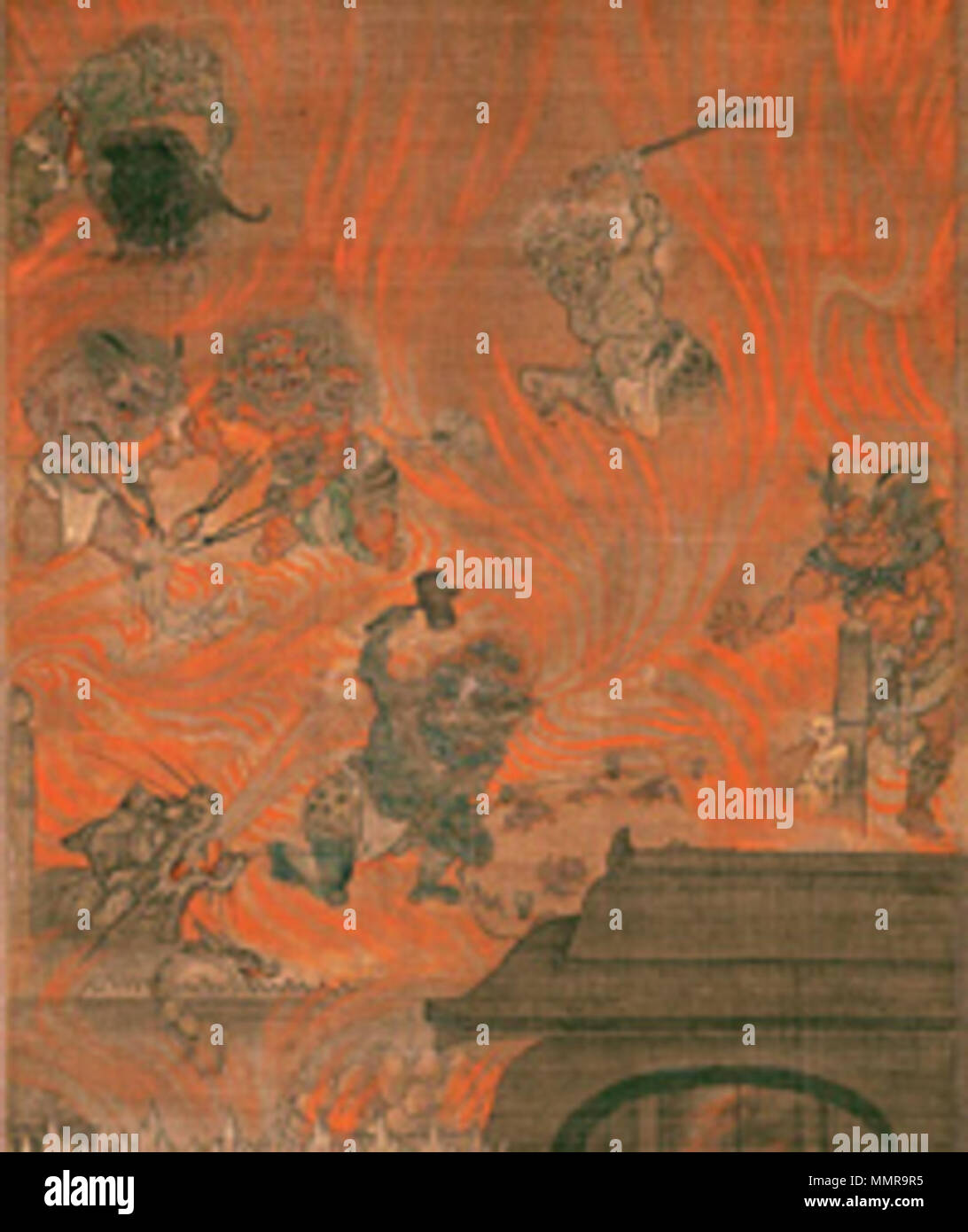 . English: The six paths (絹本著色六道絵, kenpon choshoku rokudōe). Part of ...
