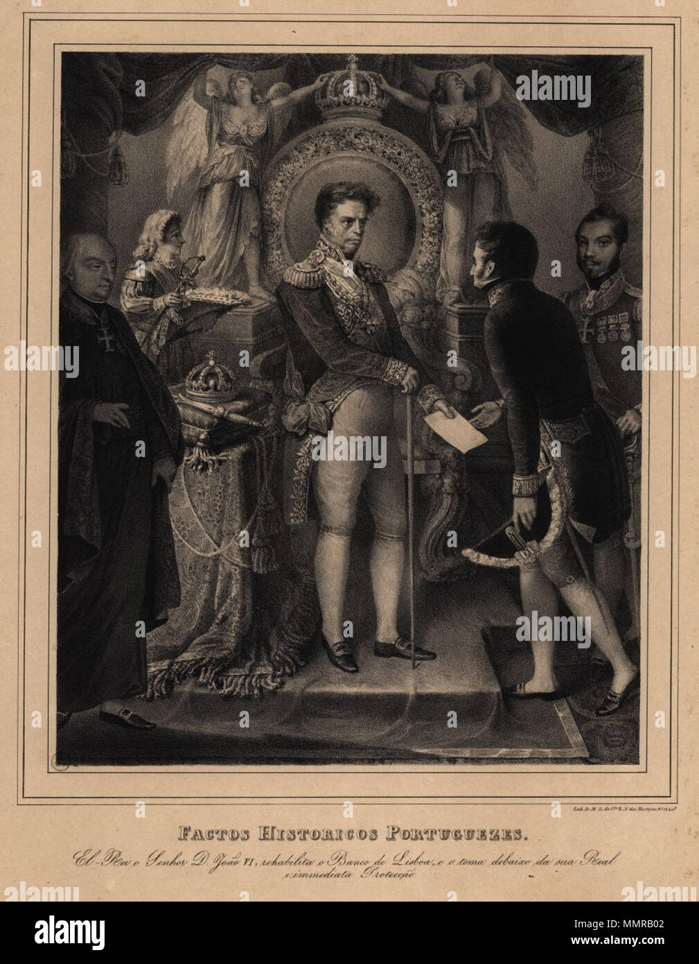 . English: Allegory of the presentation to king João VI of Portugal of ...