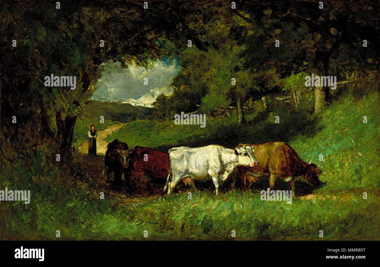 . Edward Mitchell Bannister's painting 'Driving Home the Cows' . 1881 ...