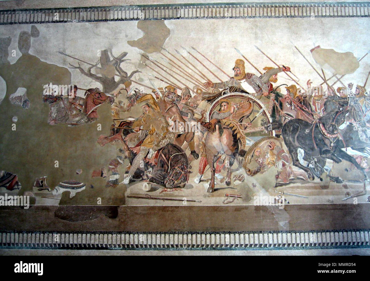 . Roman mosaic from Pompei, copy of Greek painting depicted the Battle ...