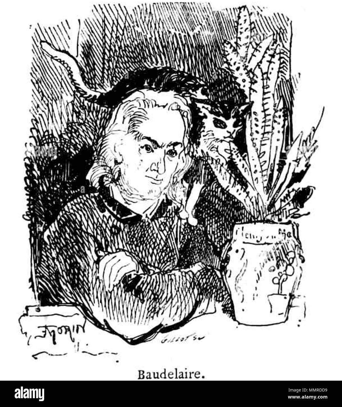 . English: Baudelaire, after a sketch by Edmond Morin, engraved by ...