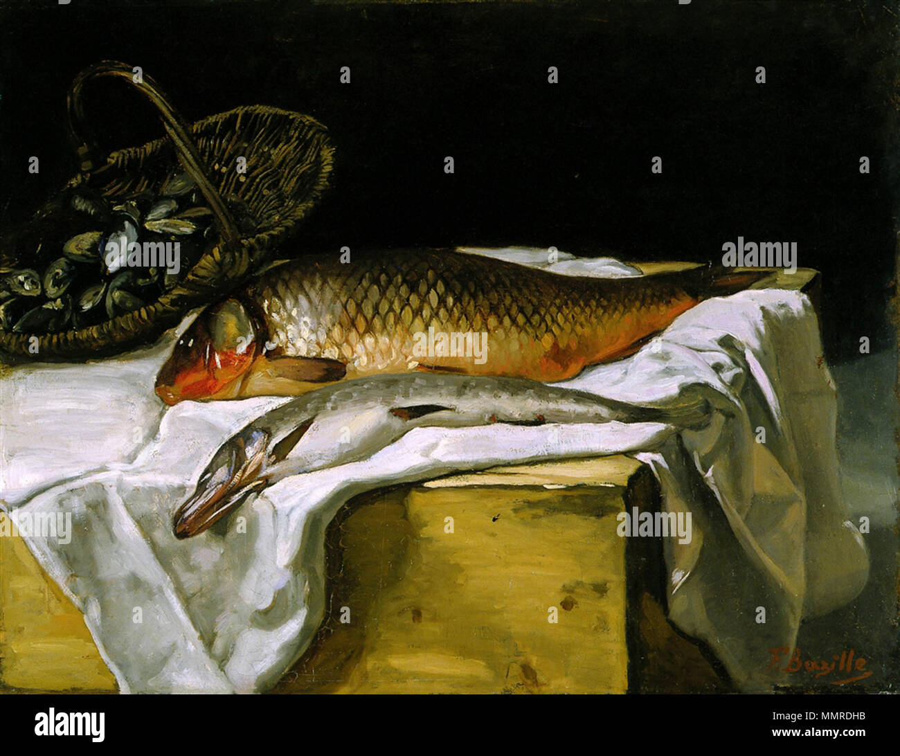 Frédéric Bazille - Nature morte avec du poisson Stock Photo - Alamy