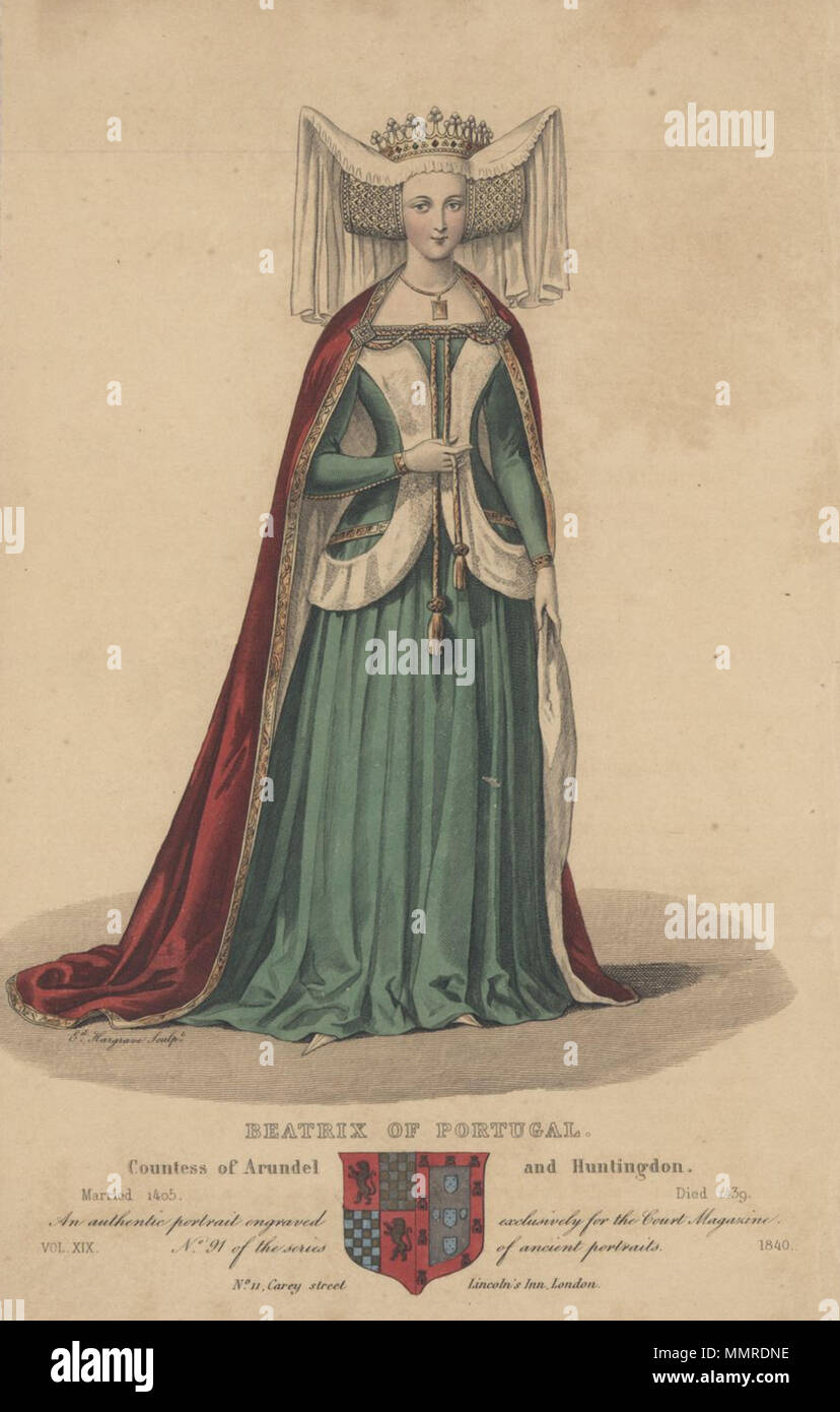 . English: Portrait engraving of Beatrix of Portugal, Countess of ...