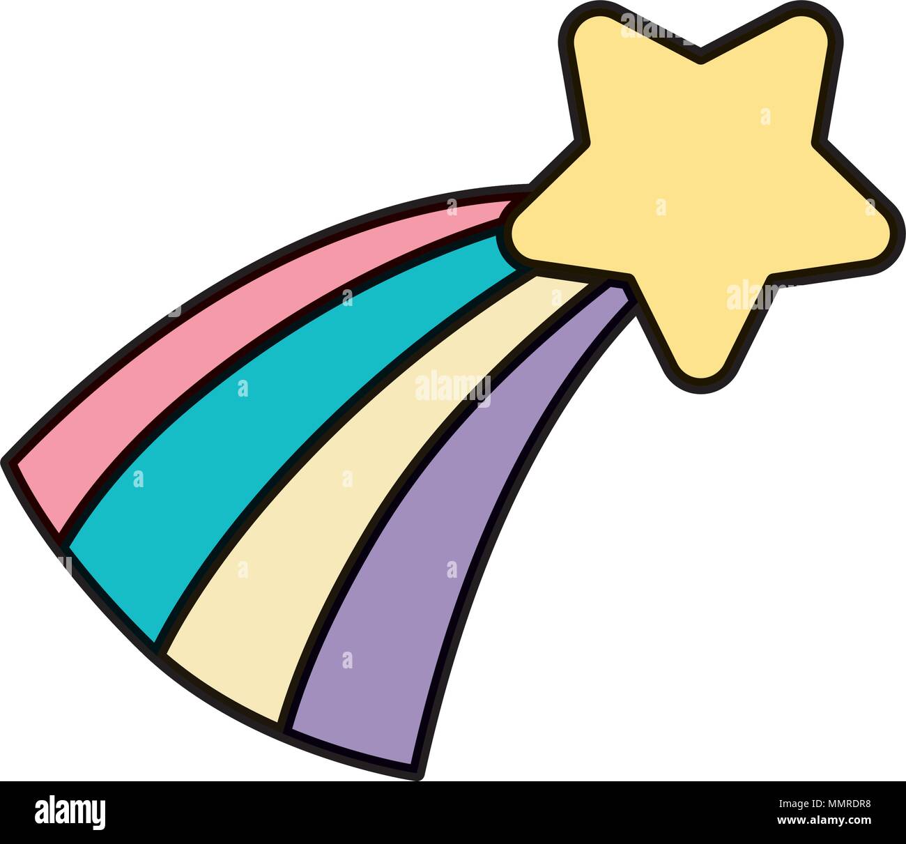Color Natural Sperkly Shooting Star With Rainbow Stock Vector Image