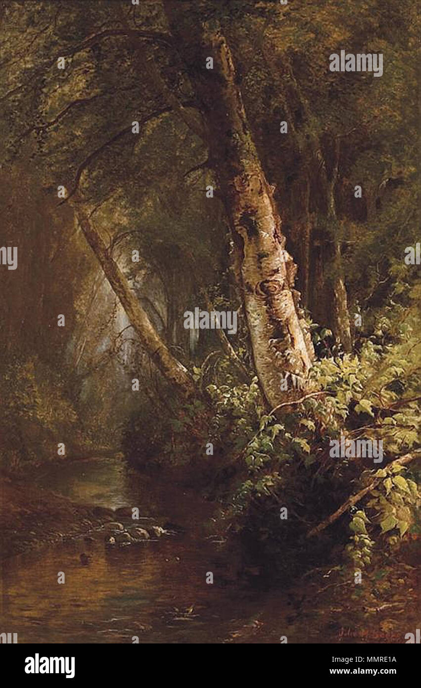 English: The Old Birch Tree . 1876. Beers, Julie Hart - Forest Interior ...