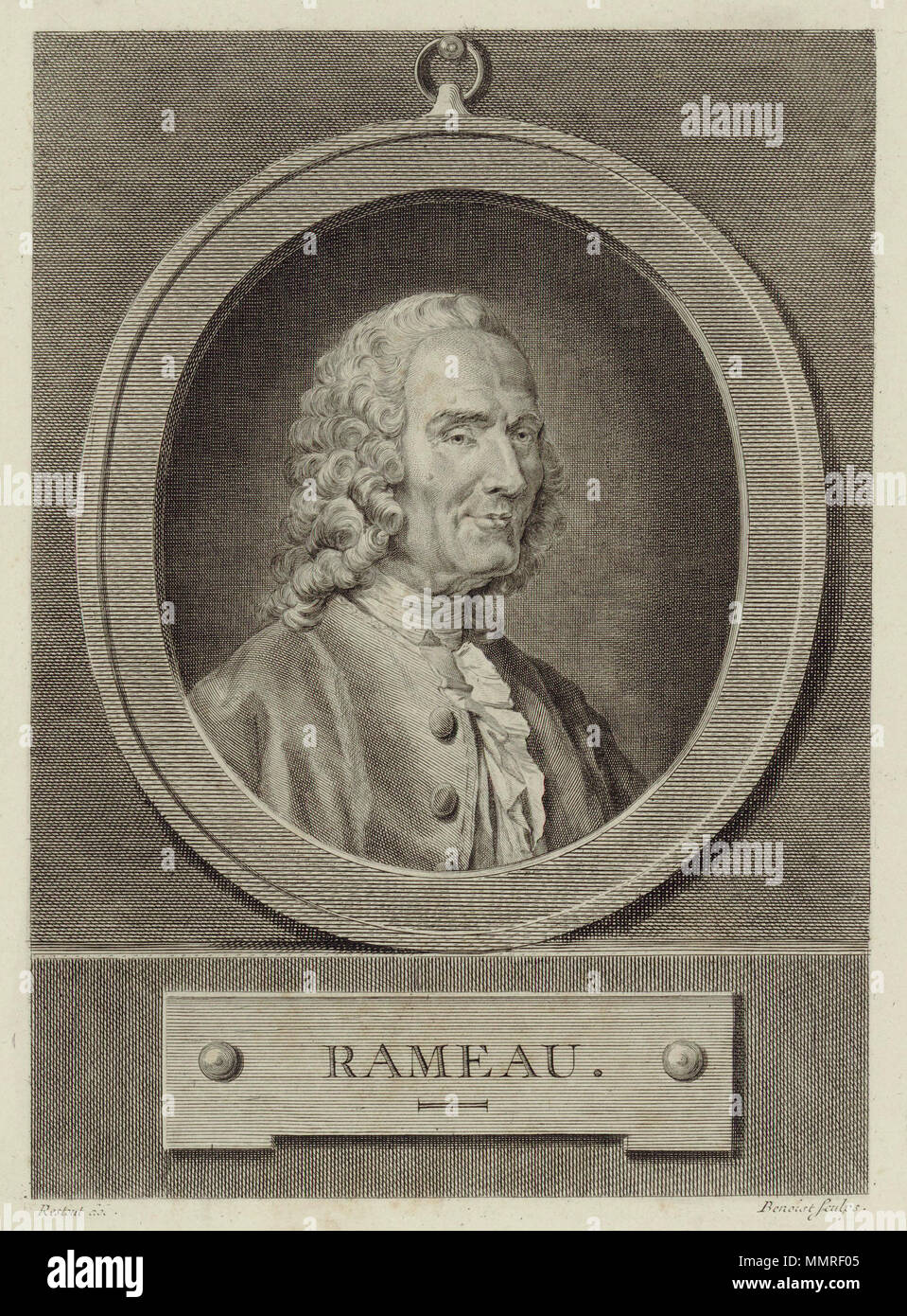 Benoist d'après J.-B. Restout, portrait de Jean-Philippe Rameau, détail ... Benoist d'après J.-B. Restout, portrait de Jean-Philippe Rameau, détail ...