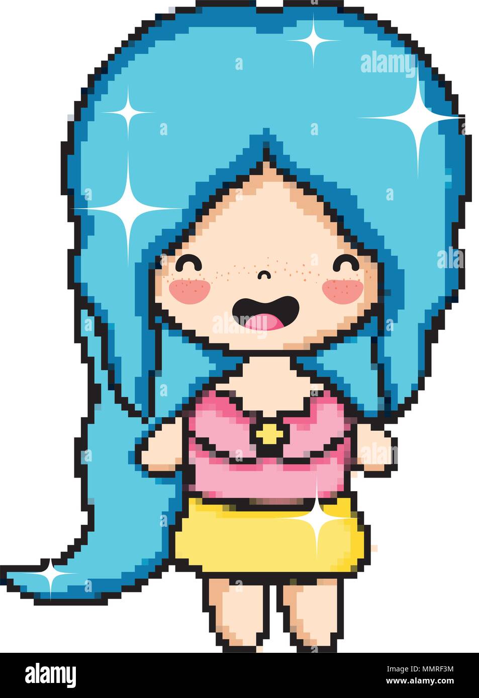 pixel woman with long hairstyle and clothes Stock Vector Image & Art ...