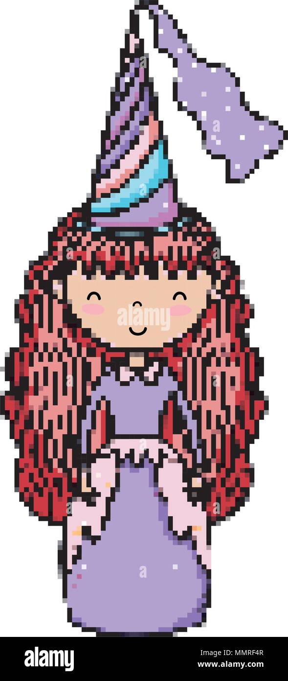 pixel princess with beauty gown and elegant hat Stock Vector Image ...