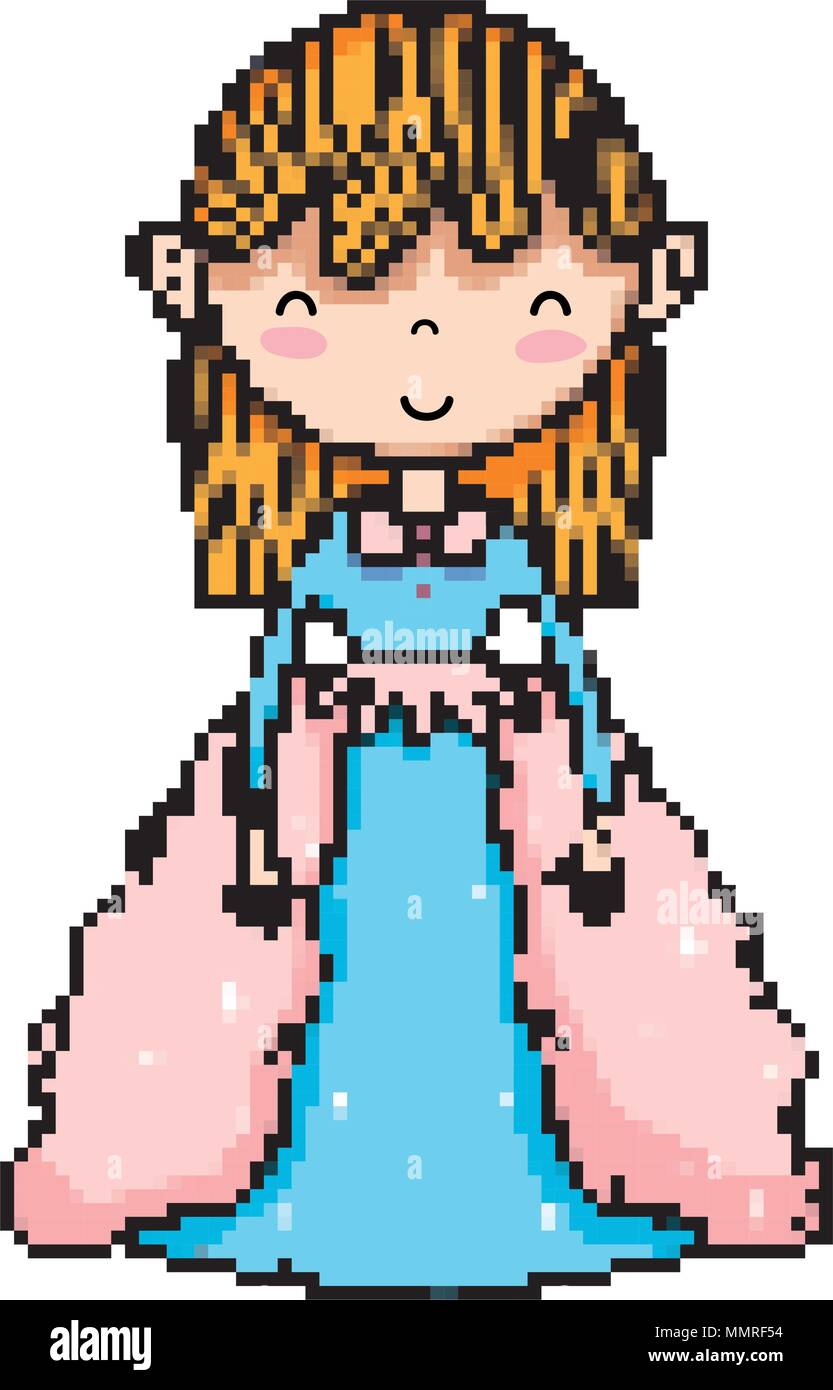 pixel princess with hairstyle and beauty gown Stock Vector Image & Art ...