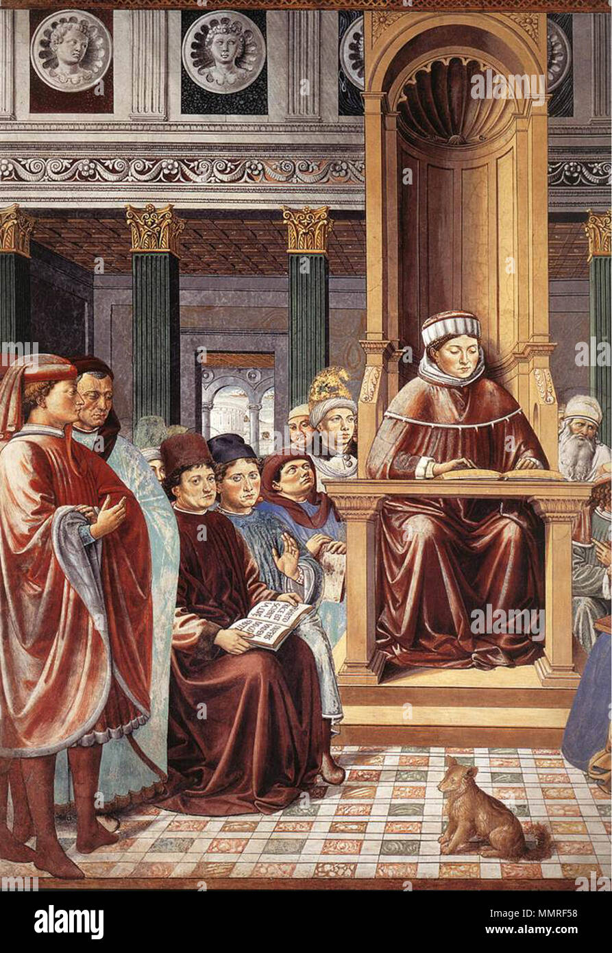 St Augustine Teaching in Rome (detail). between 1464 and 1465. Benozzo ...
