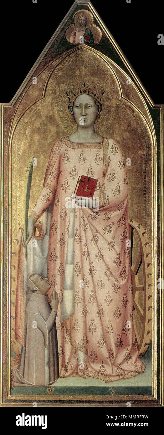 St Catherine of Alexandria with Donor and Christ Blessing. circa 1340 ...
