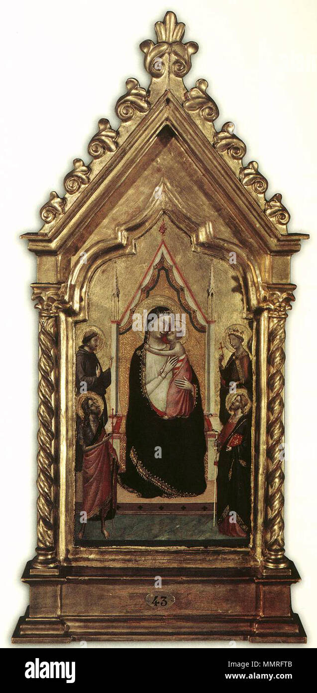 Virgin And Child Enthroned With Saints Circa 1343 Bernardo Daddi