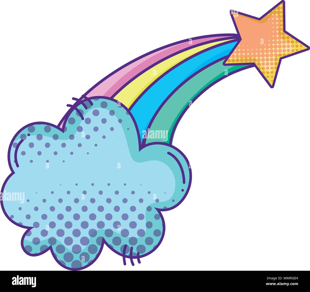 shooting sparkly star with rainbow and cloud Stock Vector Image & Art ...