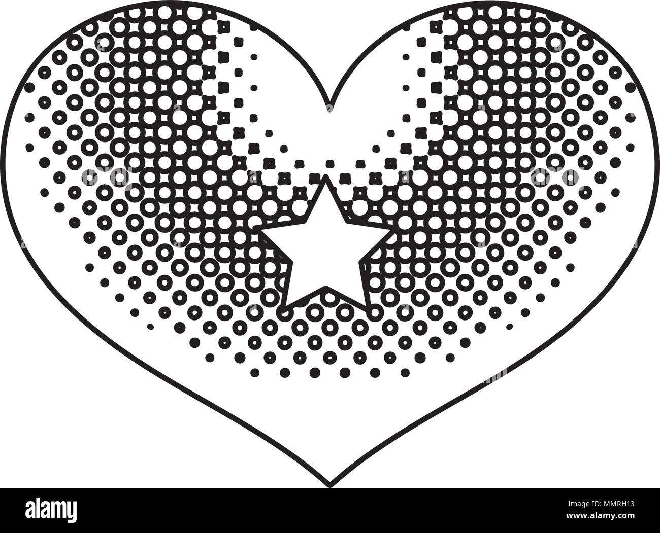 line heart love symbol with star decoration Stock Vector Image & Art ...