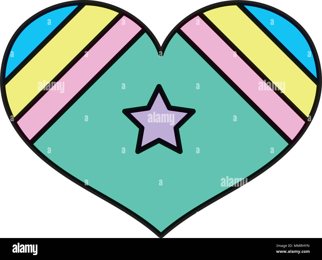 color heart love symbol with star decoration Stock Vector Image & Art ...