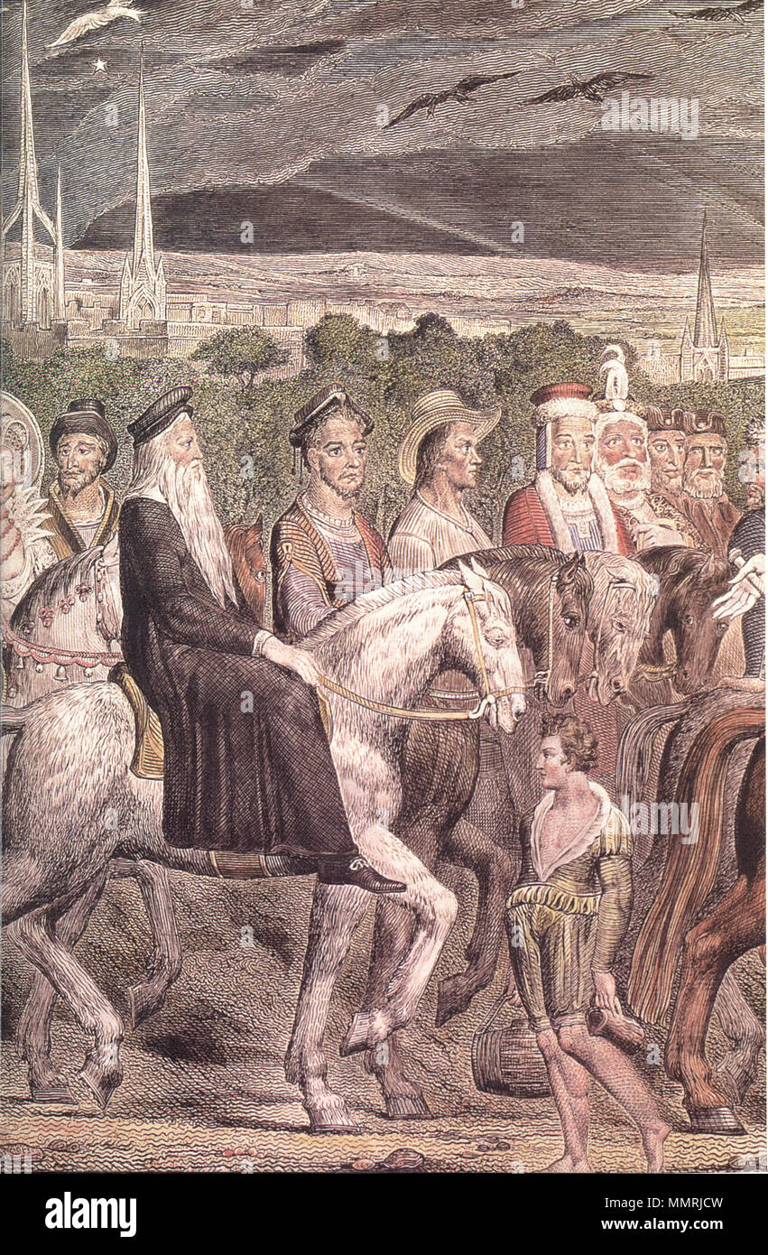 . English: Blake-Cant-pilgrims-detail-a Coloured engraving, 2nd state ...