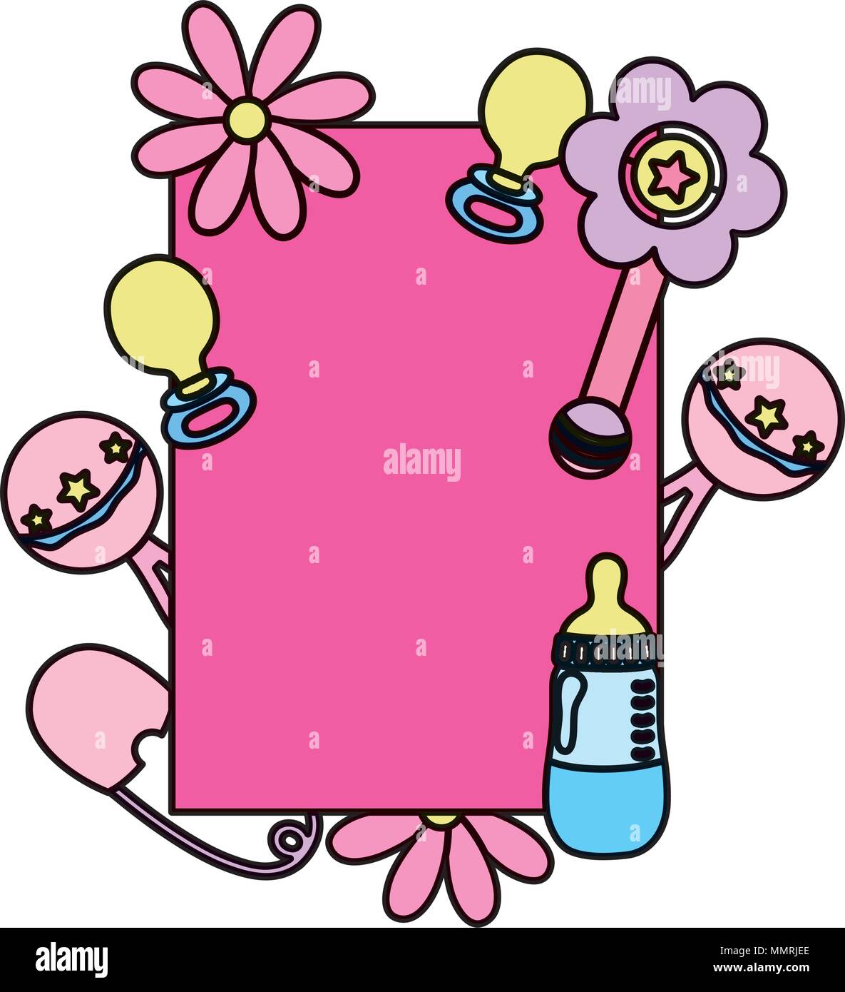 color emblem with baby things style products Stock Vector Image & Art ...