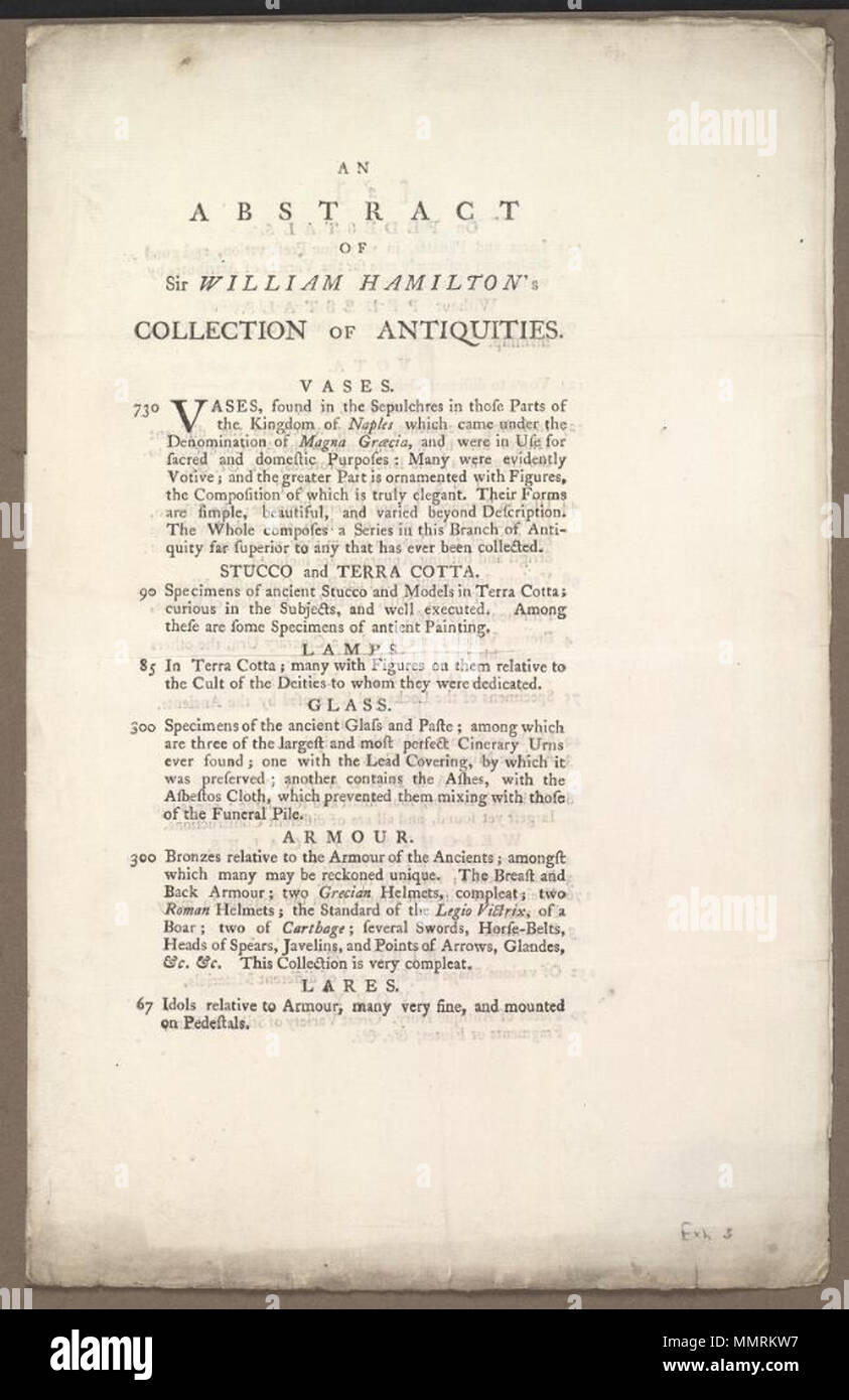. Catalogue abstract; Hamilton, Sir William, 1730-1803; Image 1 ...